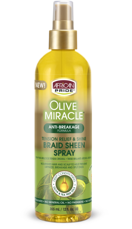 AFRICAN PRIDE - OLIVE MIRACLE - BRAID SHEEN SPRAY 12OZ – coolcurl